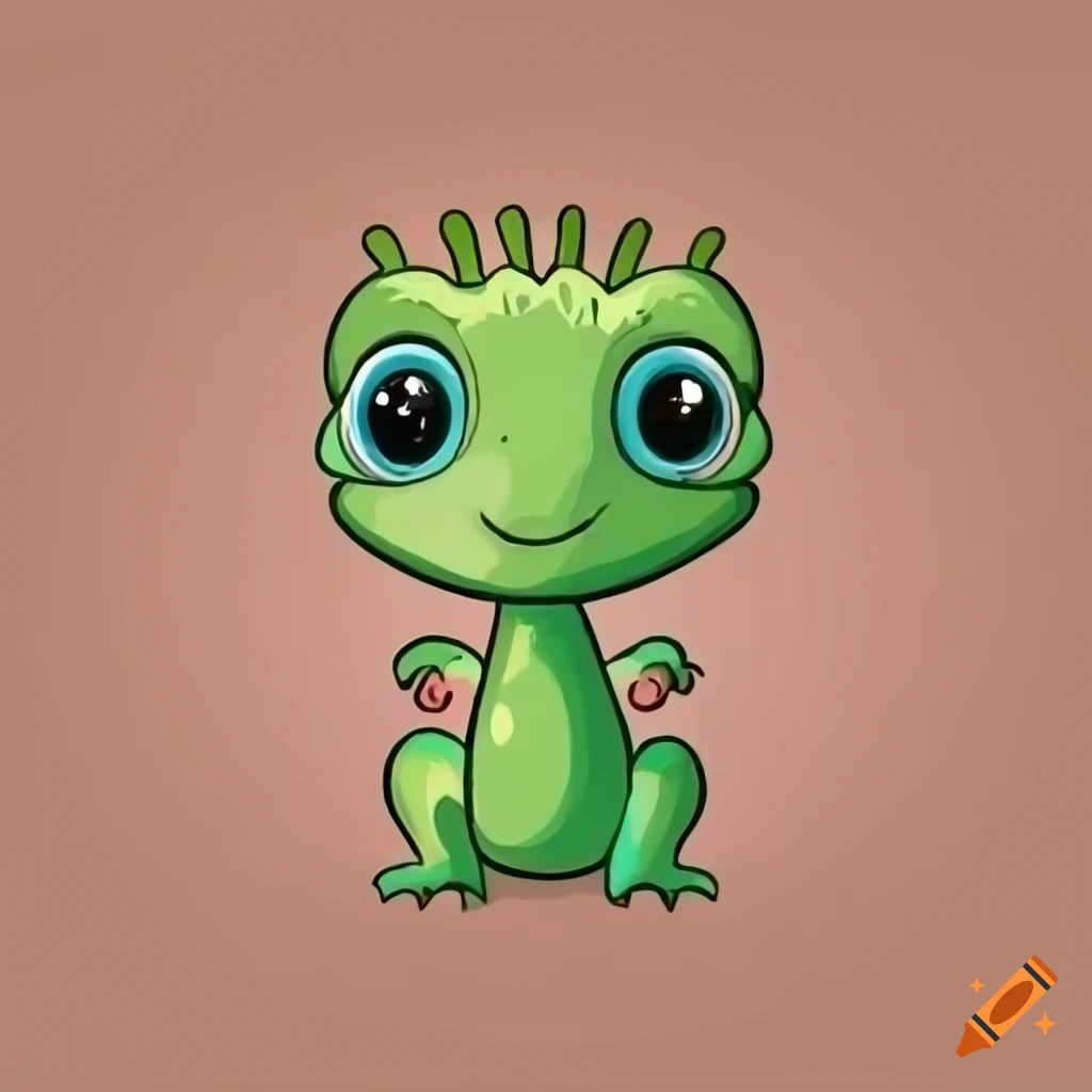 Cute cartoon baby lizard character on Craiyon