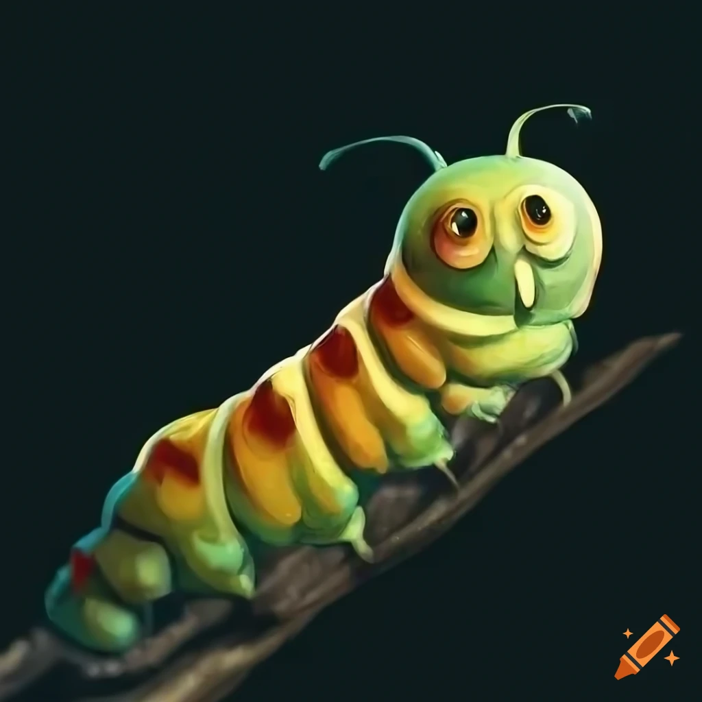 Detailed drawing of an adorable caterpillar with sharp teeth and scaly ...