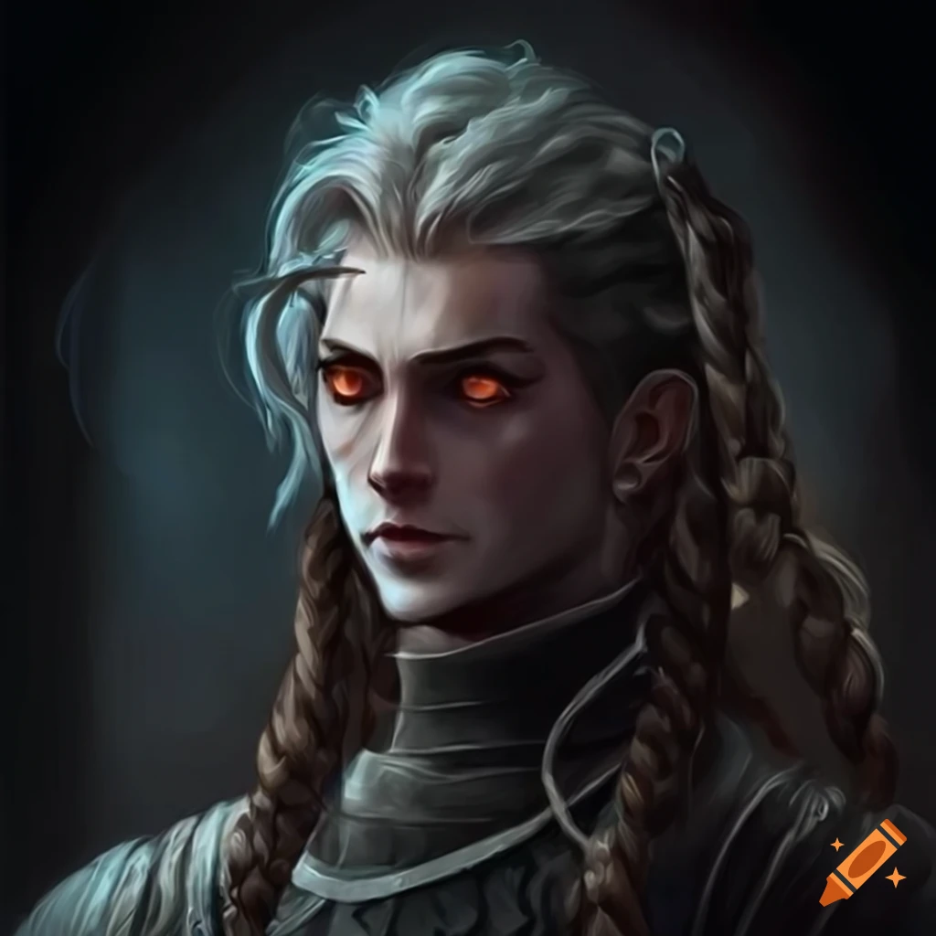 Ghost of a fearless high knight with braided hair and striking eyes on ...