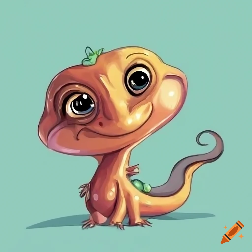 Cute cartoon baby lizard character on Craiyon