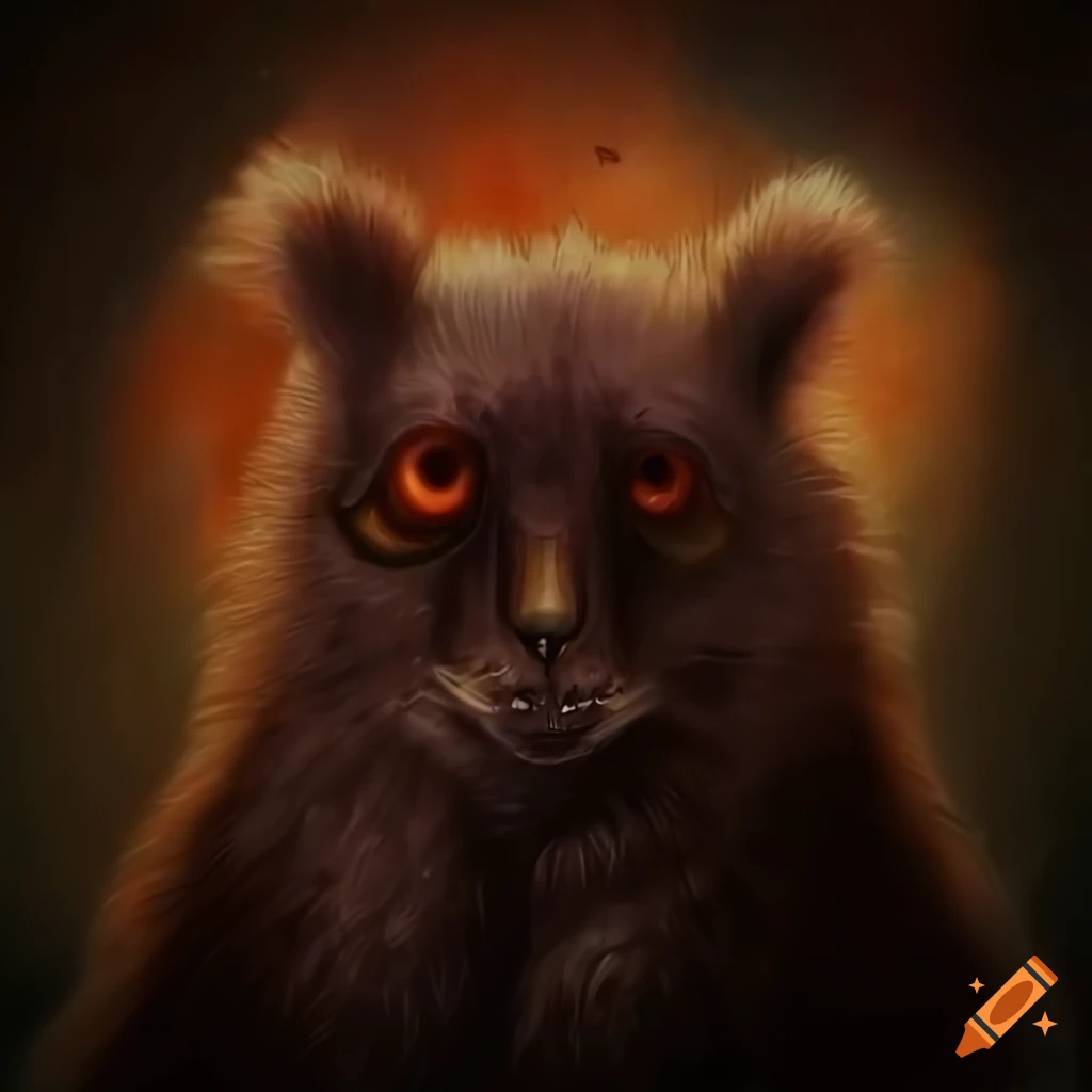 Detailed drawing of a monster in the mountains with silky fur and ...