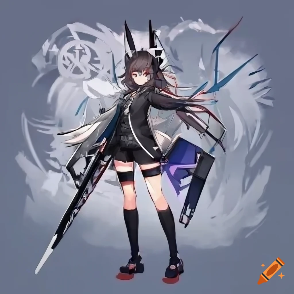 Arknights anime girl full-body character design on Craiyon