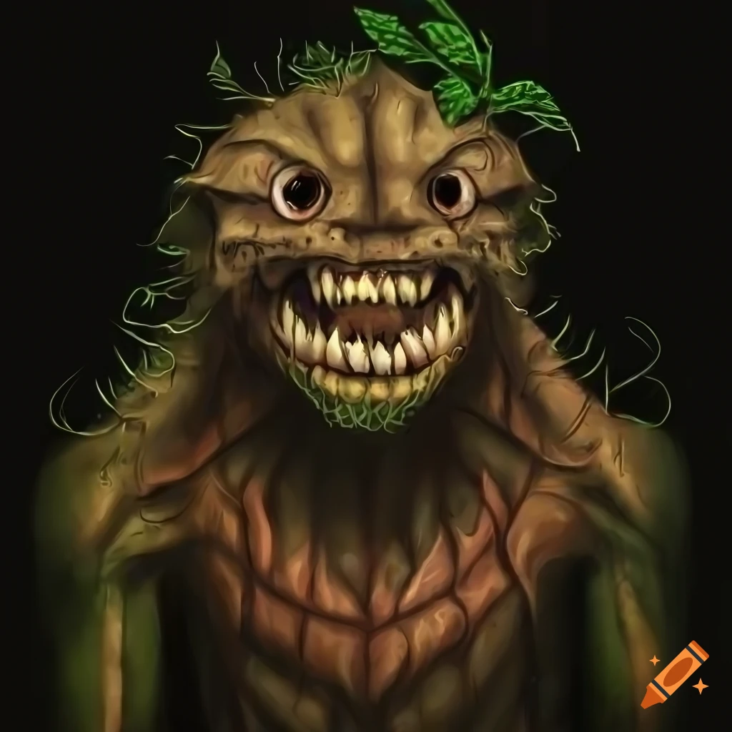 Drawing of an adorable monster with sharp teeth and scaly skin, adorned ...