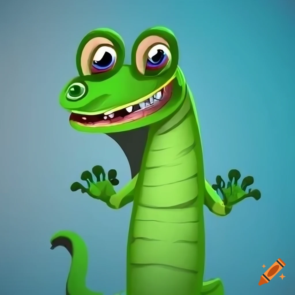 Lizard character with human-like features and vibrant colors for ...