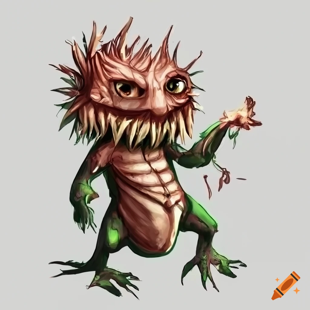 Adorable monster with detailed scaly skin and braids, surrounded by ...