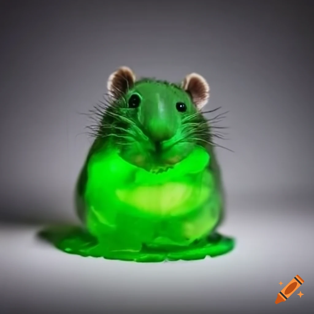 Cute green gelatin rat sculpture on Craiyon