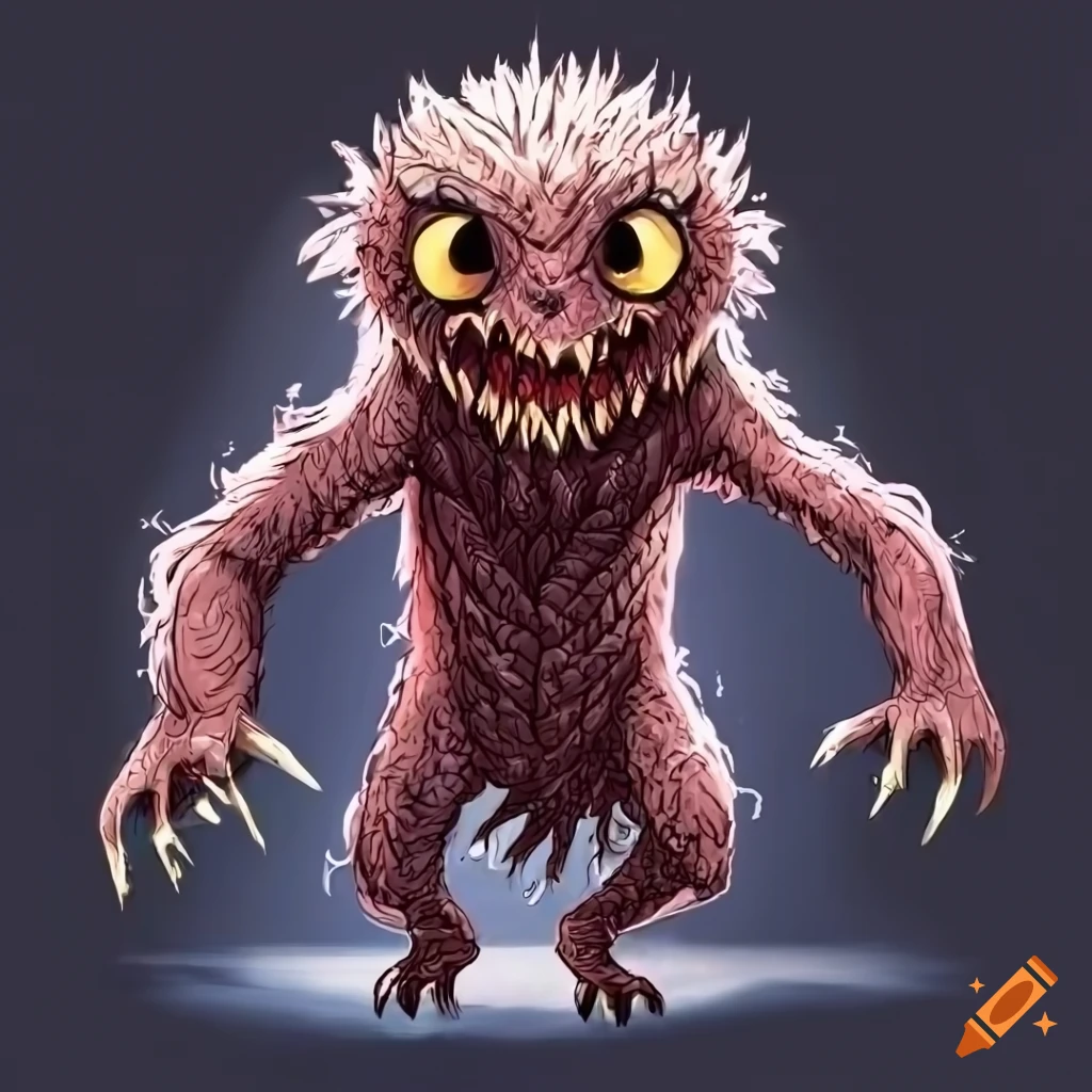 Adorable dancing monster with detailed scaly skin and braids ...