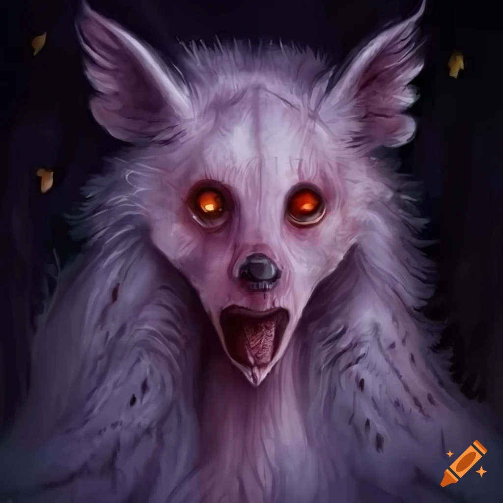 Detailed drawing of a monster in the mountains with silky fur and ...