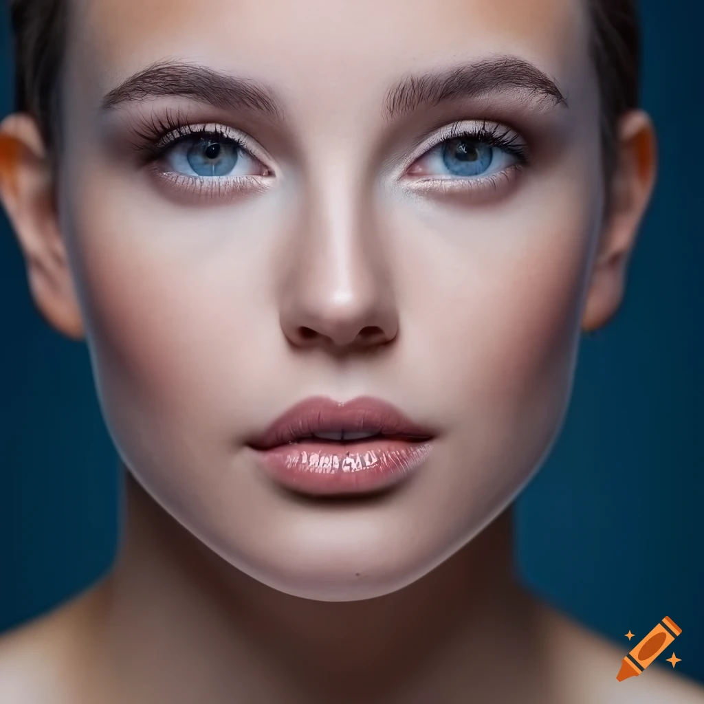 Close up of a woman with perfect facial features on Craiyon