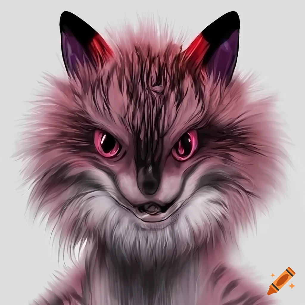Adorable black and red creature with detailed fluffy fur and expressive ...