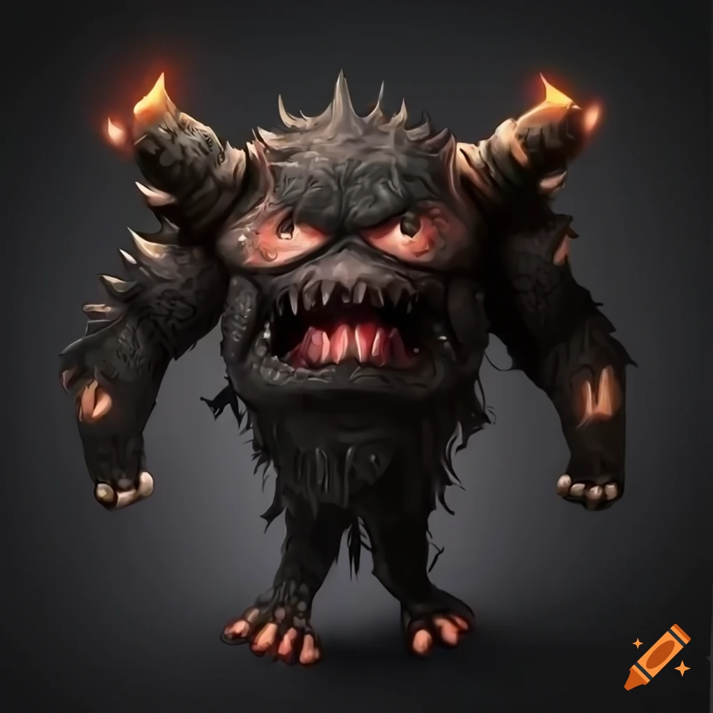 Black and purple monster with mace design on white background in 8k ...