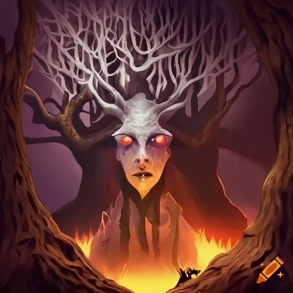 Tree spirit fantasy design in sharp 8k resolution on a white background ...