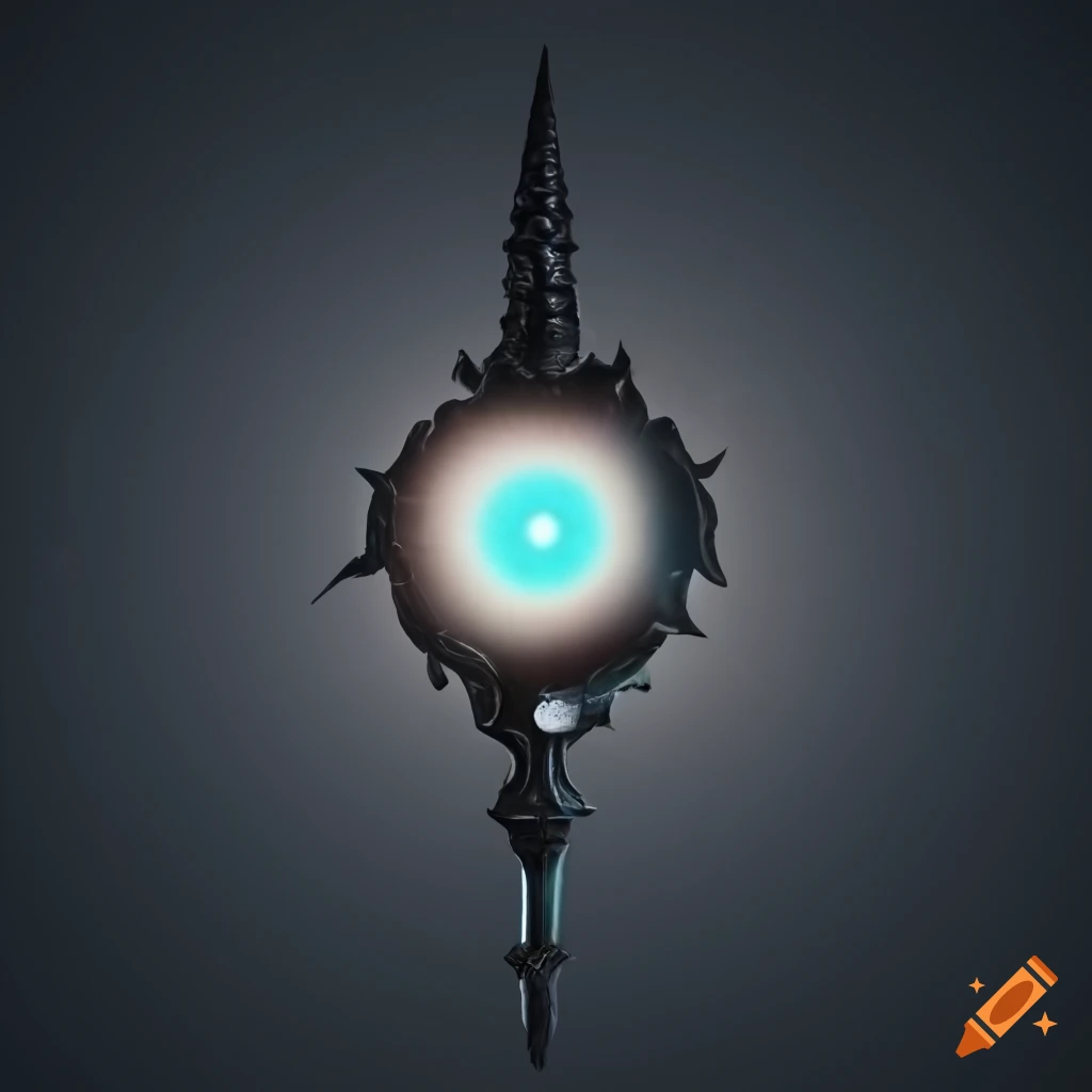 Mace and sun design on white background with black edges in 8k ...