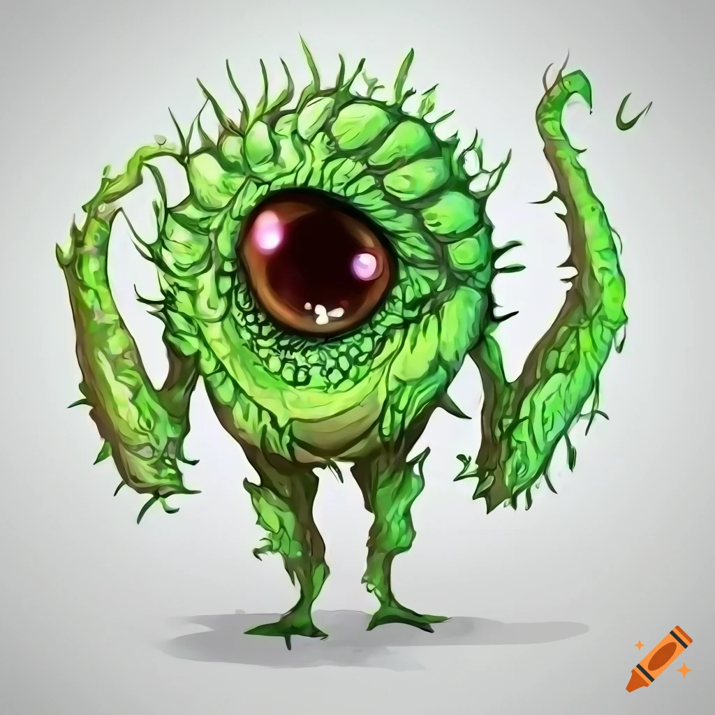 Highly detailed design of a plant-monster with expressive eyes and ...
