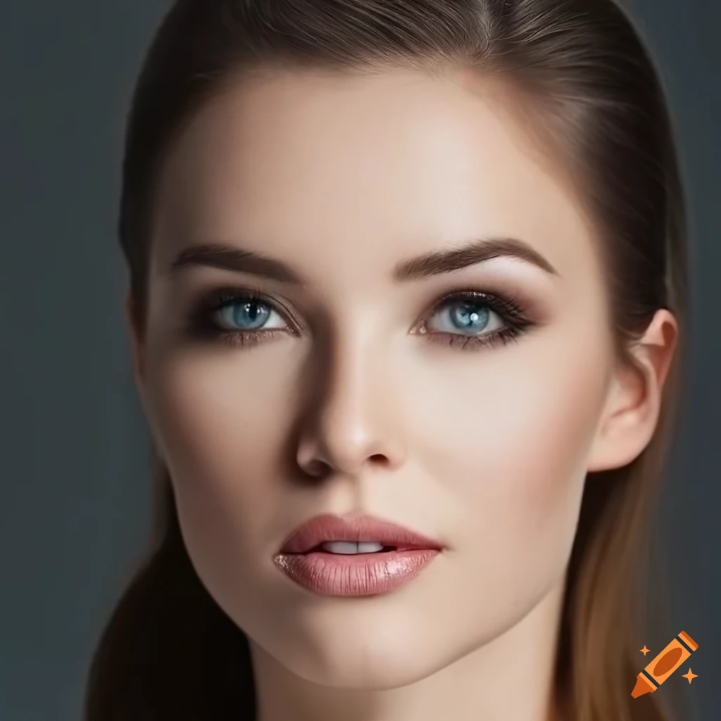 Portrait of an attractive woman with a harmonious symmetry ...