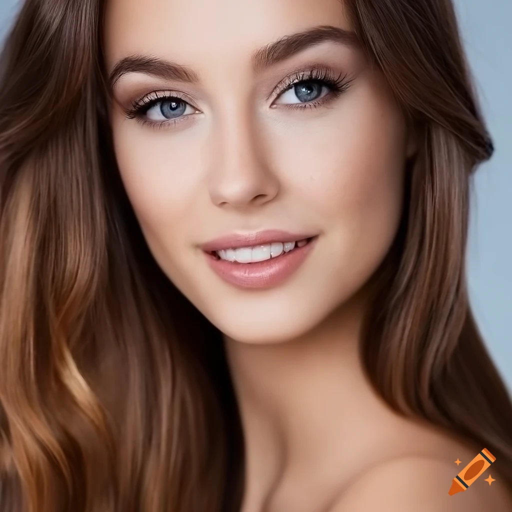 Professional fashion portrait with radiant smile and sharp focus on Craiyon