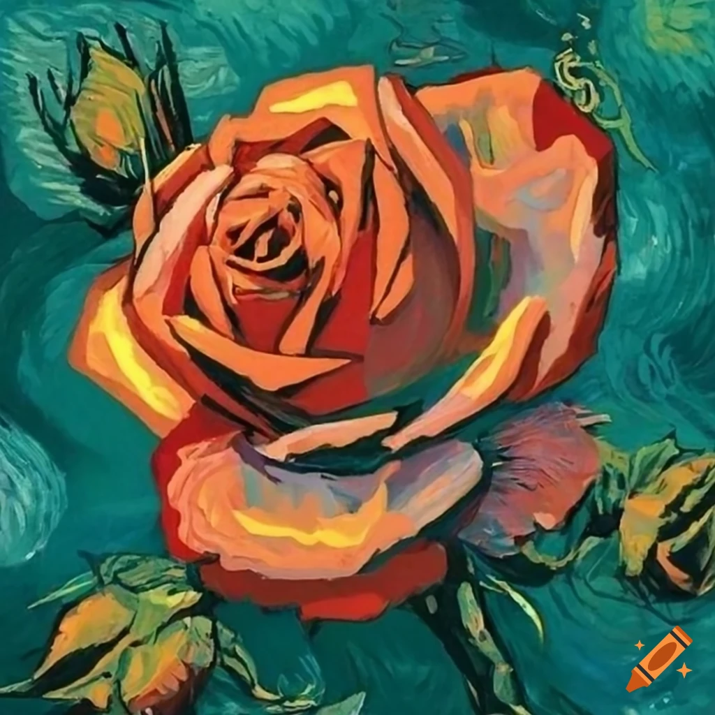 Van gogh style high contrast roses on Craiyon