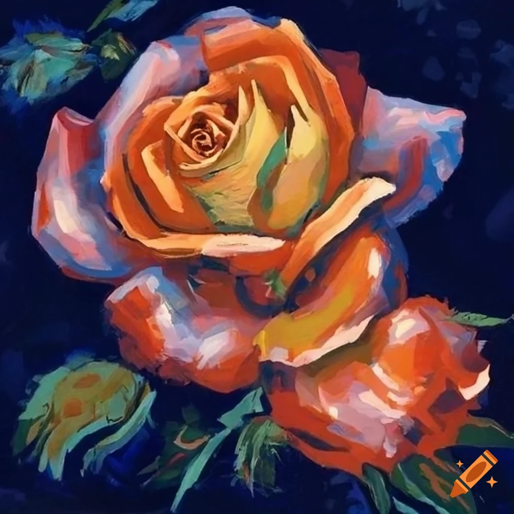 Van gogh style high contrast roses on Craiyon