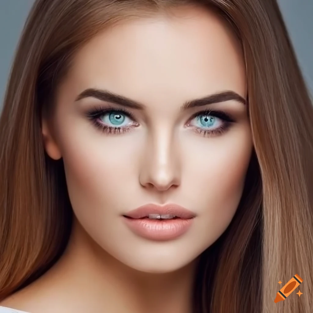 Portrait of an attractive woman with a harmonious symmetry ...