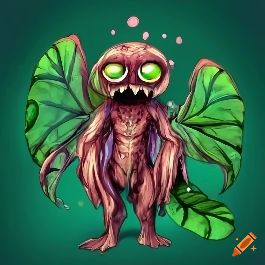 Highly detailed design of a plant-monster with big expressive eyes on ...