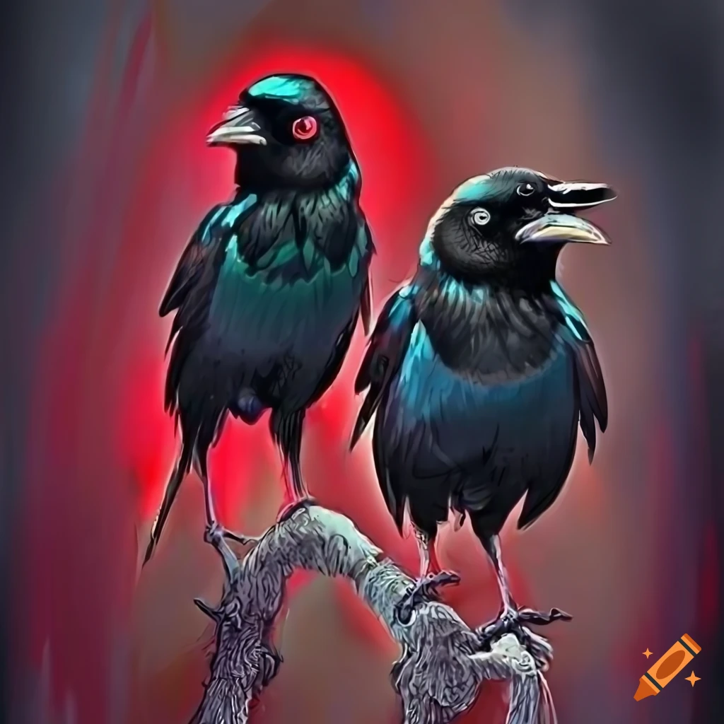 Design for youtube channel featuring three adorable black and red crows ...