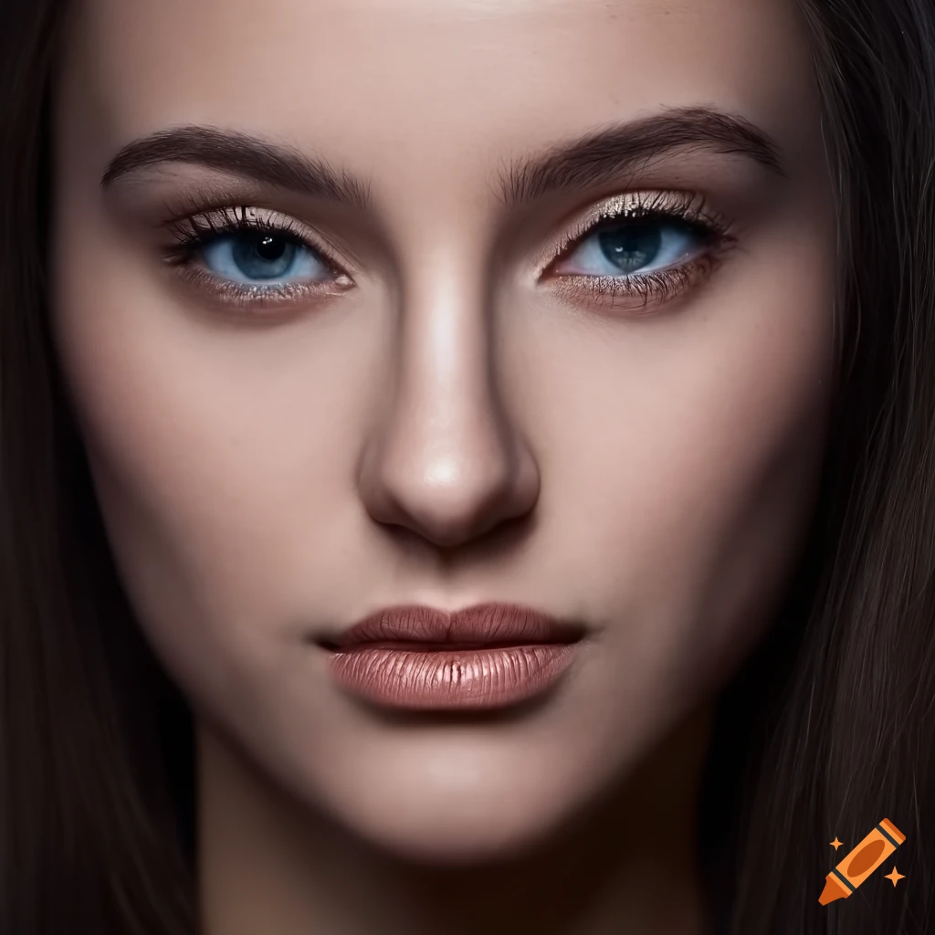 Close up of a woman with perfect facial features on Craiyon