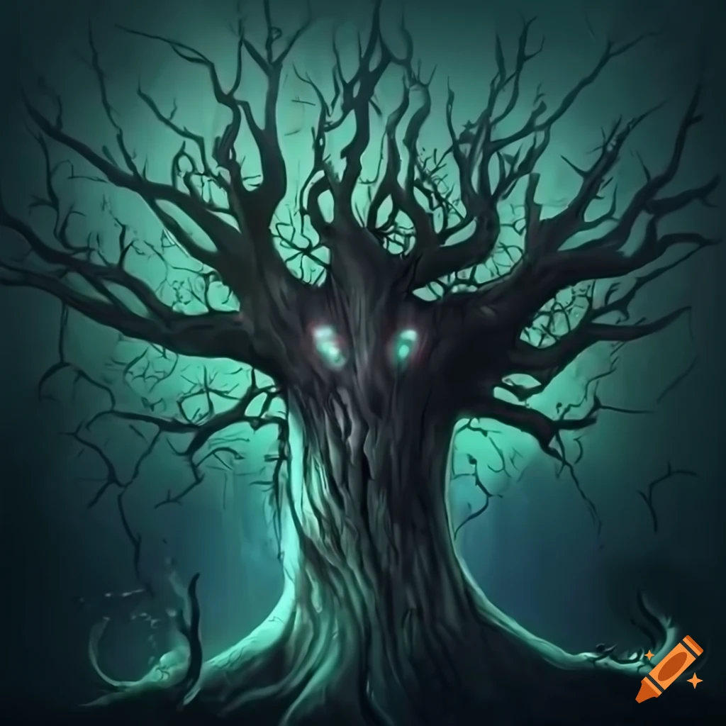 Tree-spirit fantasy design on a white background on Craiyon