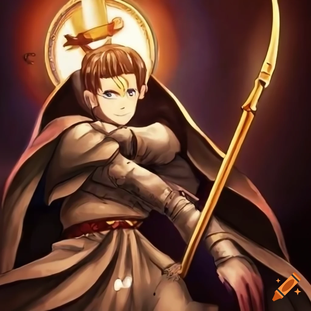 Saint martin of tours depicted as a soldier of love in anime style on ...