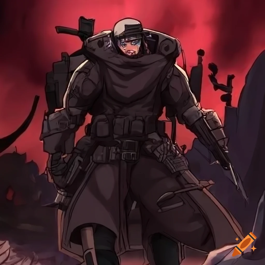 Anime style illustration of a helgast heavy soldier on Craiyon