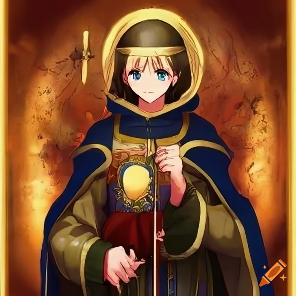 Saint martin of tours depicted as a soldier of love in anime style on ...