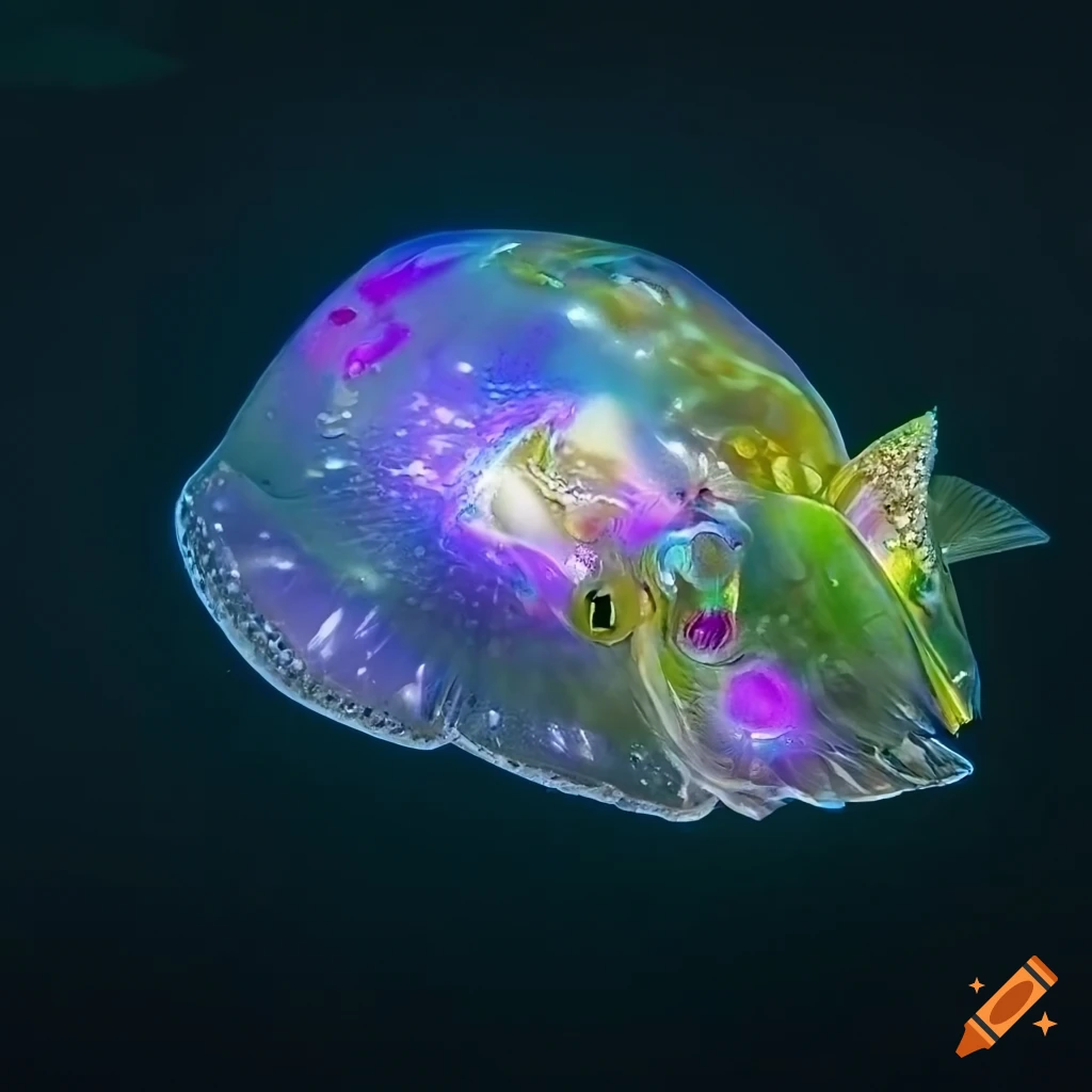 Translucent and iridescent deepsea creature with bobtail squid skin ...