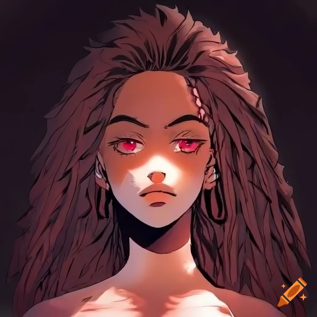 Anime illustration of a beautiful female character in a brown leather ...