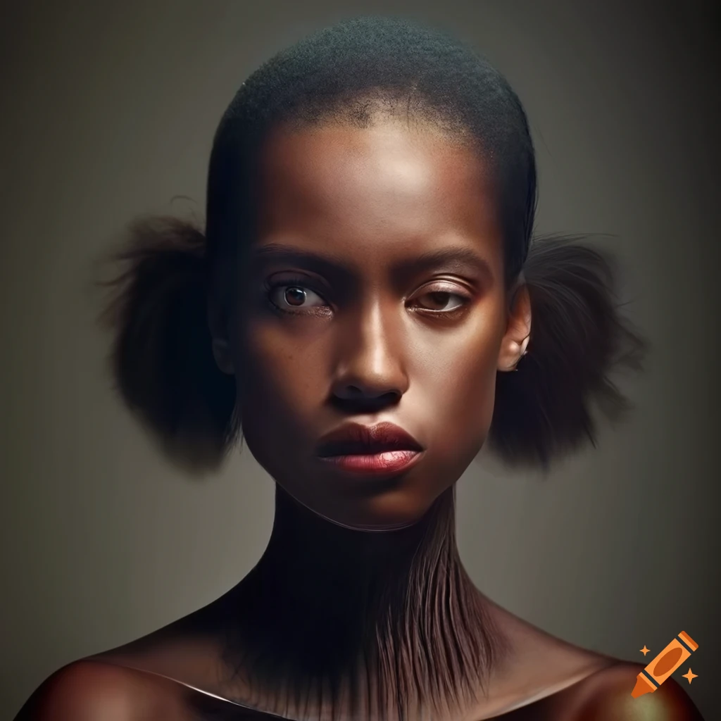 Studio portrait of ebony model in frieke janssens style on Craiyon