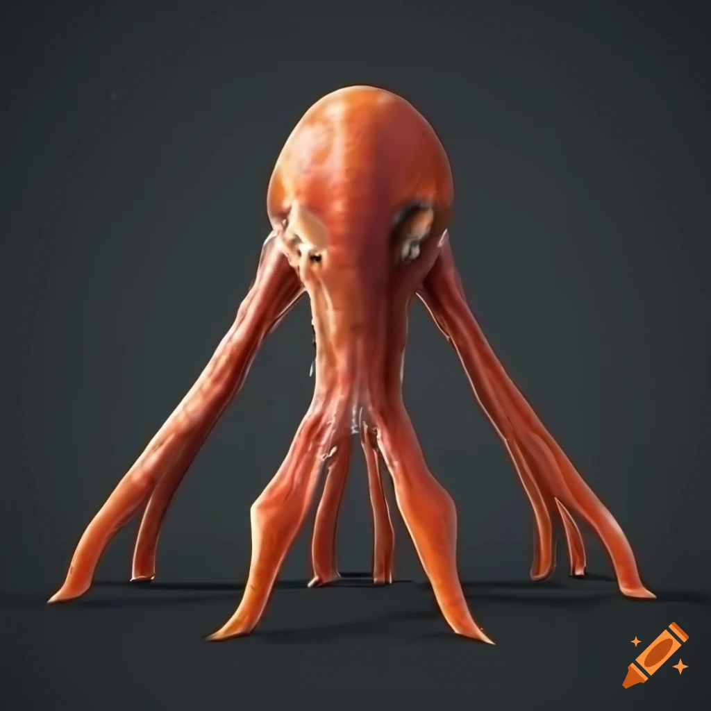 Detailed front-facing 3d render of an alien-like creature with ...