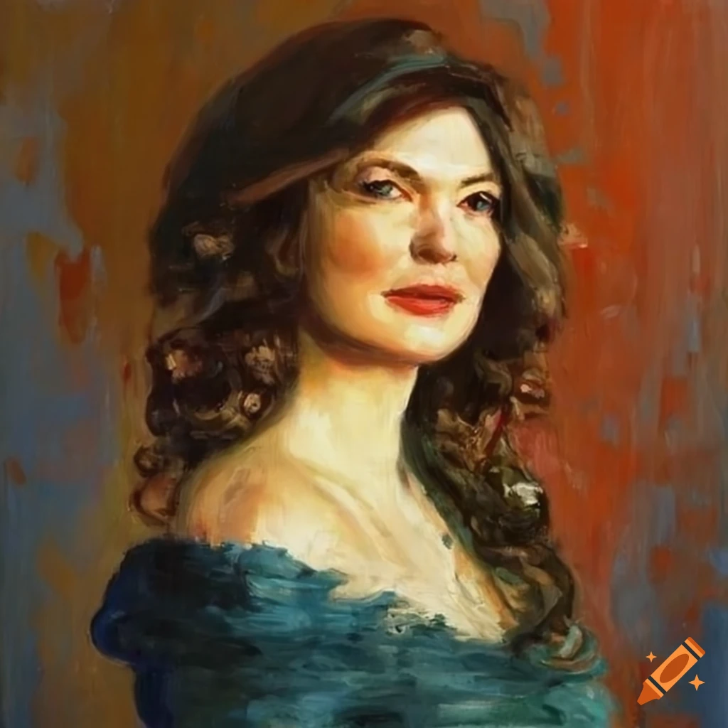 Portrait of laura harring in a monet style painting on Craiyon