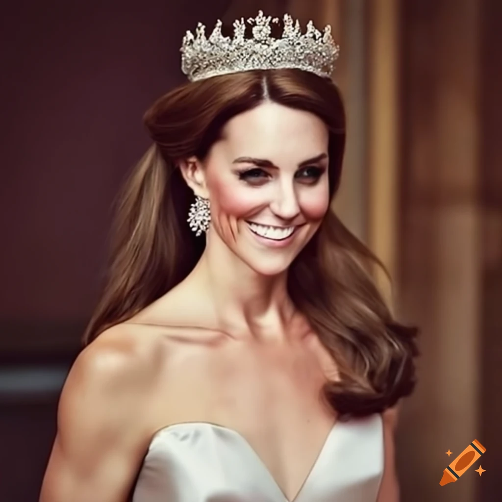 Portrait of princess kate in a delicate satin gown on Craiyon