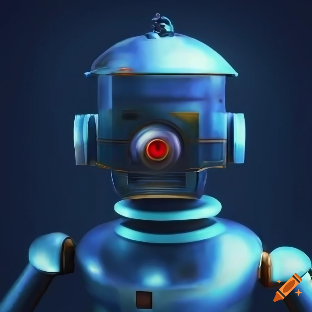 Futuristic tech-inspired robot with impressionism oil painting style on ...