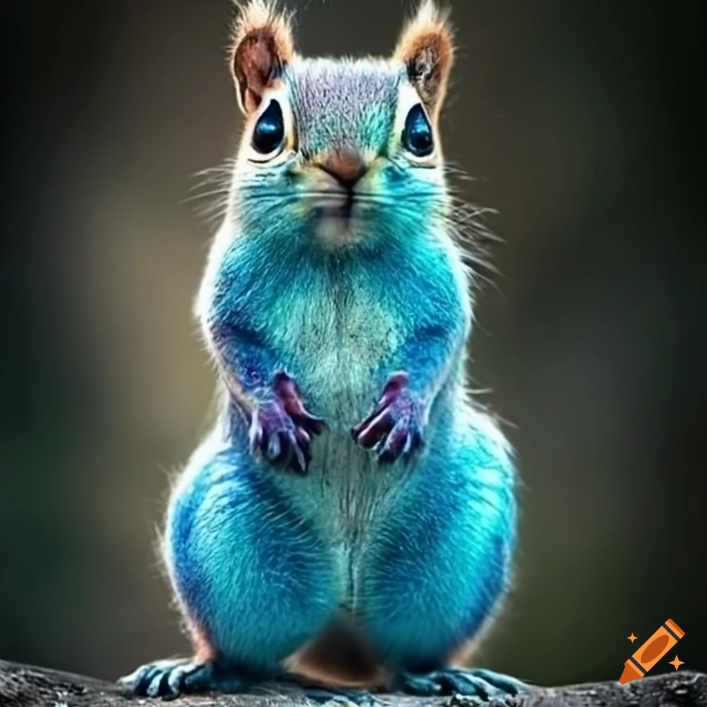 Blue squirrel with an e tattoo on Craiyon