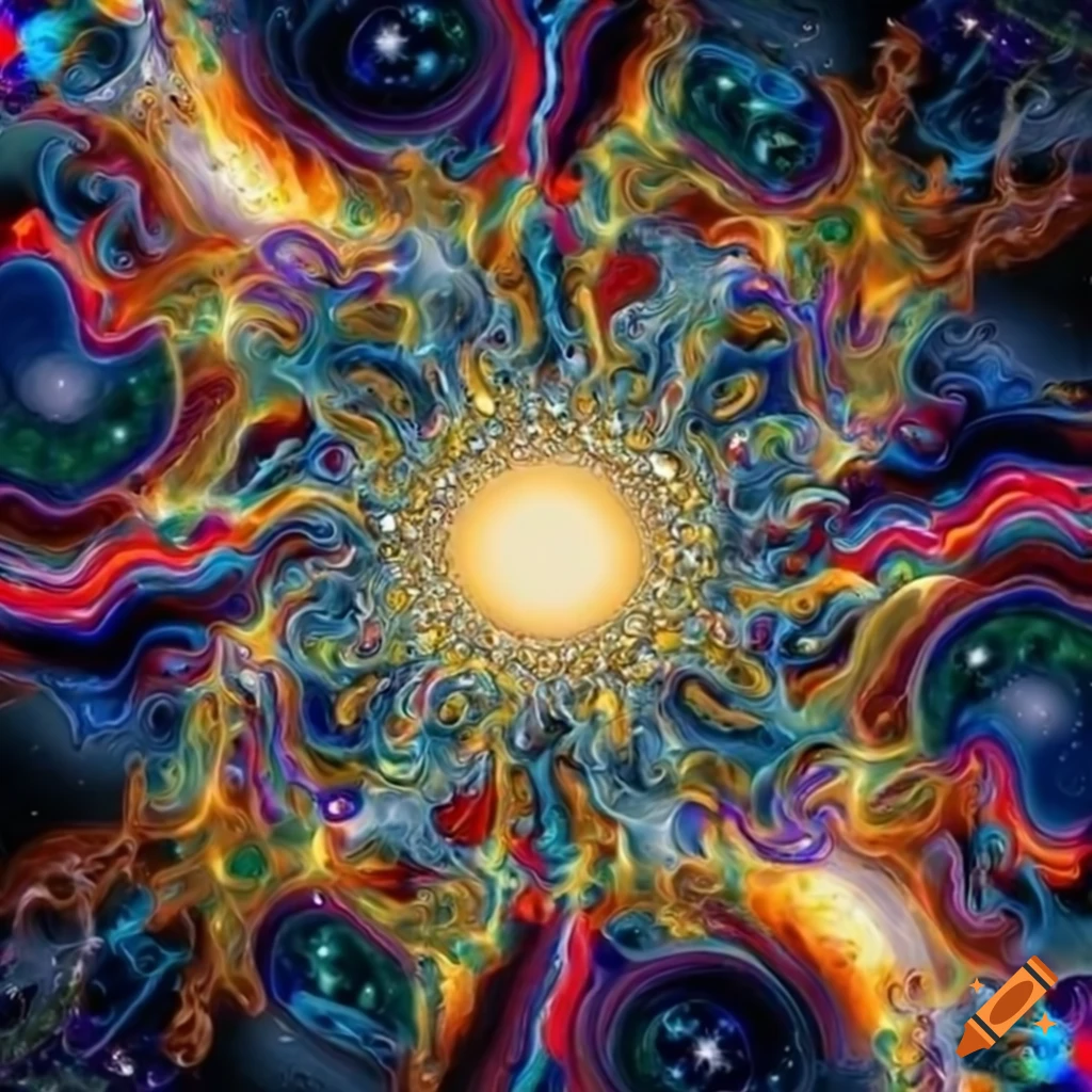 Sun melting into the infinity of space and time depicting chaos theory ...