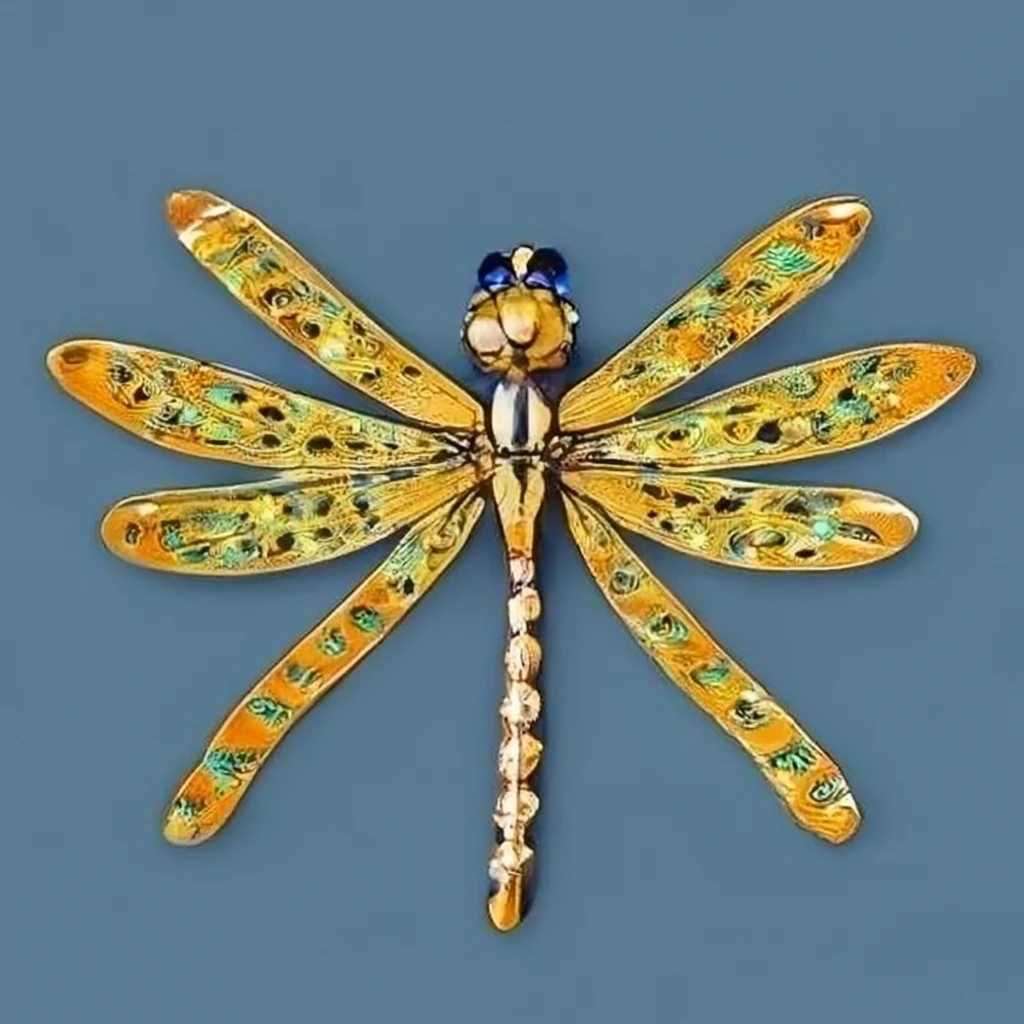 Meticulous drawing of intricate shiny orange dragonfly perfectly ...