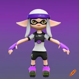 Splatoon, purple, octoling, 3d model on Craiyon