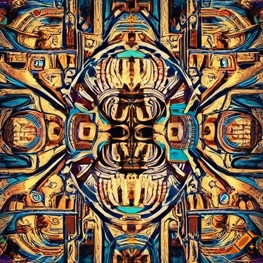 Symmetrical ancient Egyptian design pattern with high details and sharp ...