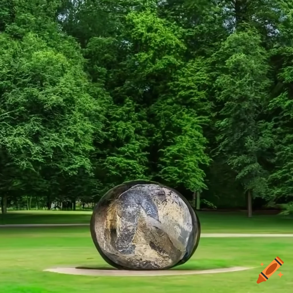 Sculpture of glitched static and superimposed forms in a sculpture park ...