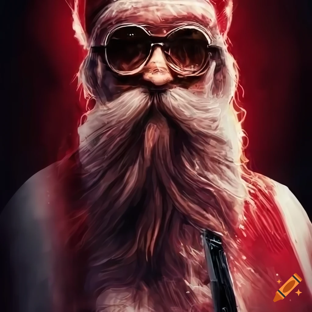 Hipster santa in action movie poster style on Craiyon