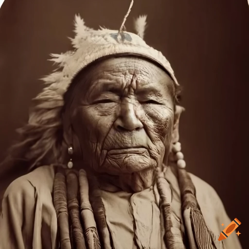 Navajo chief with headdress holding ritual drum in 19th century photo ...