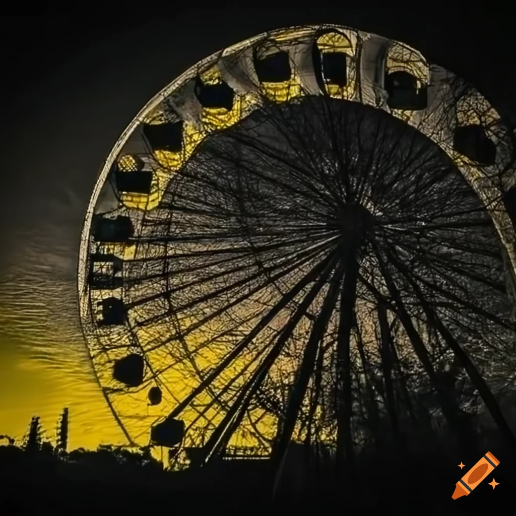 High-contrast monochrome photo of iconic ferris wheel of pripyat in 8k ...