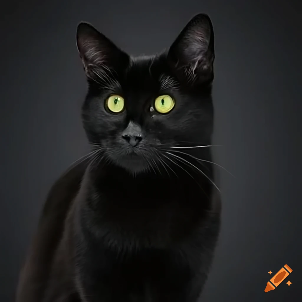 Realistic black cat on a dark toned background on Craiyon