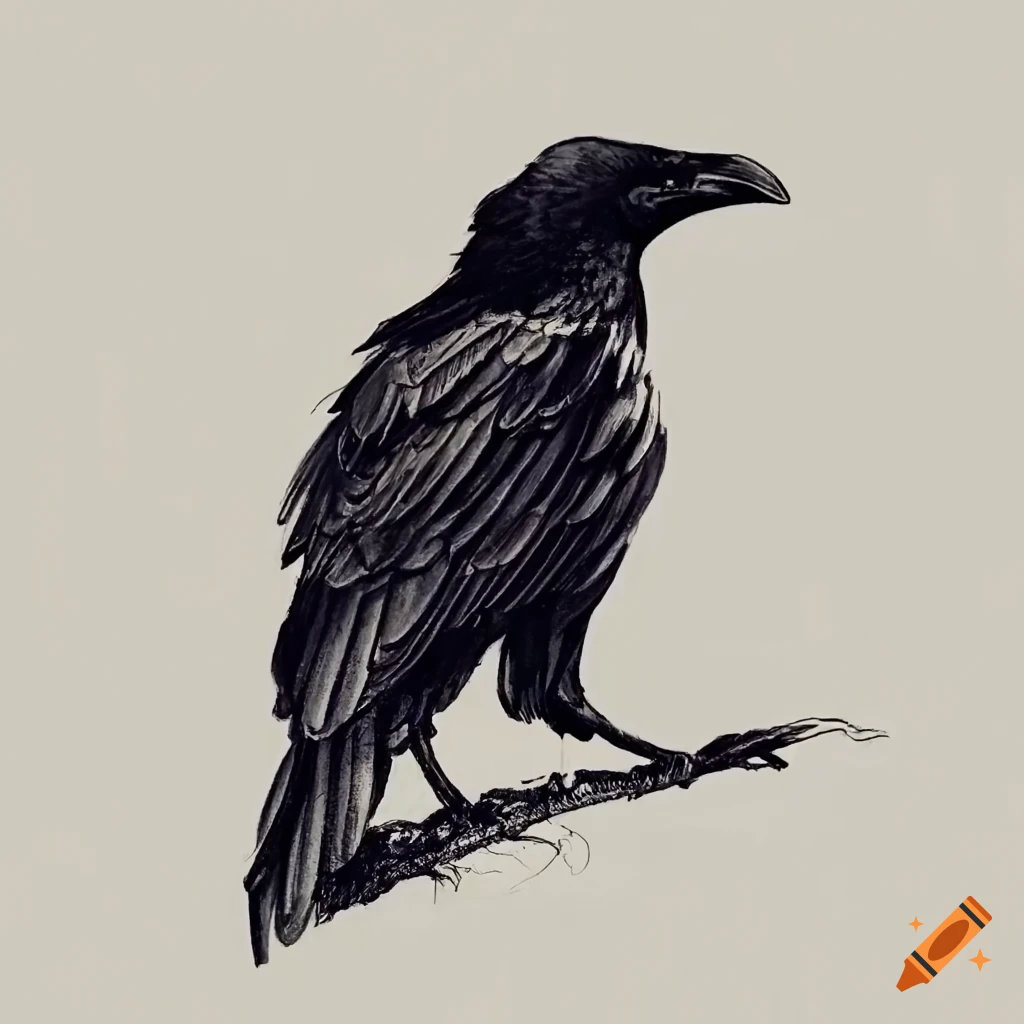 Retro vintage raven art on Craiyon