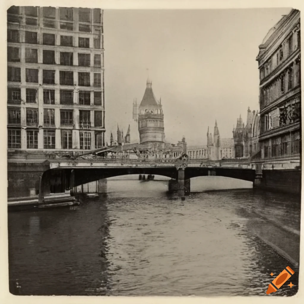 Vintage 1930s postcard of london bridge on Craiyon