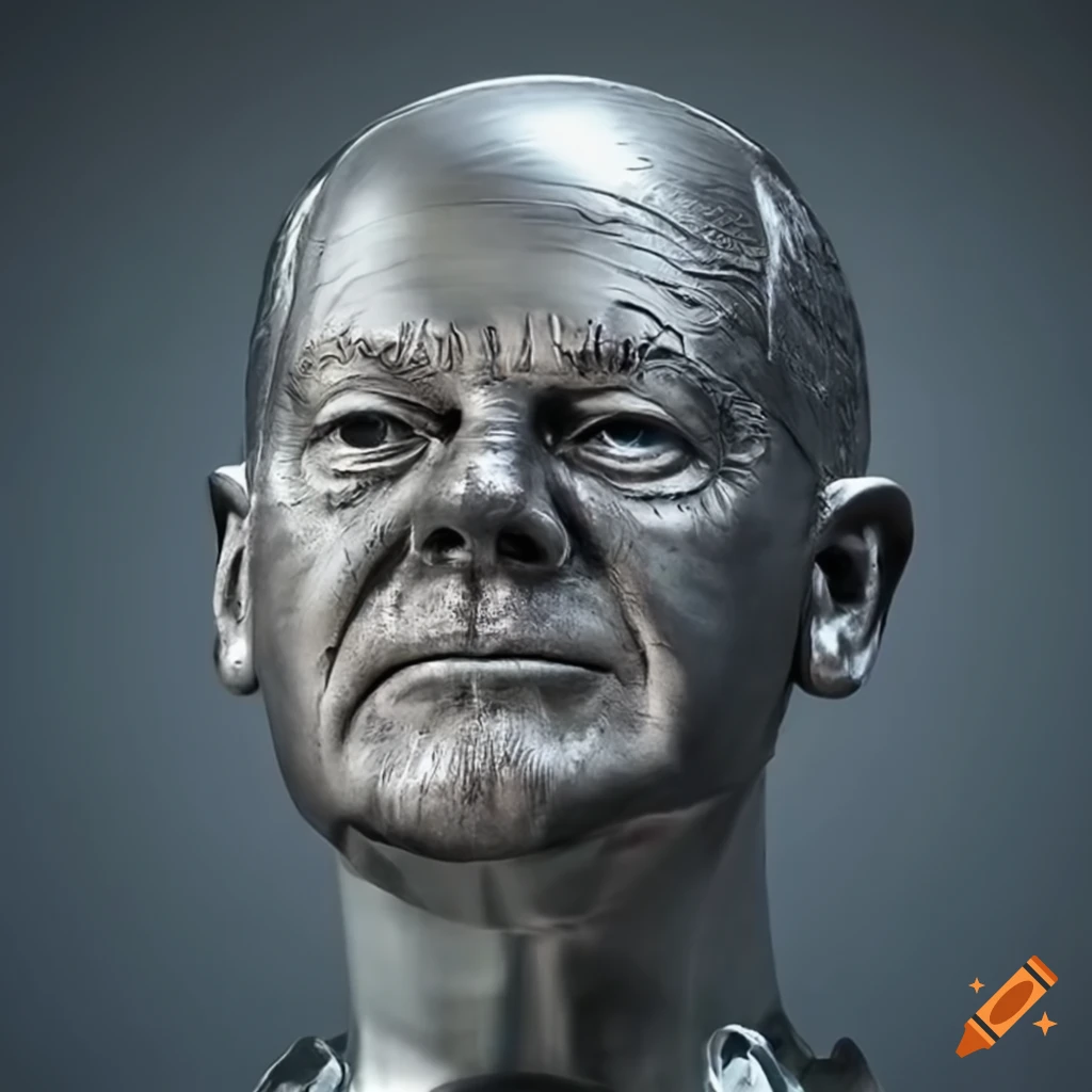 3d metal sculpture of german chancellor olaf scholz on Craiyon